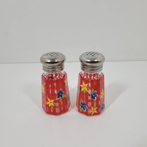 unbranded | Kitchen | Vintage Hand Painted Red Striped Floral Pattern Salt Pepper Shakers | Poshmark